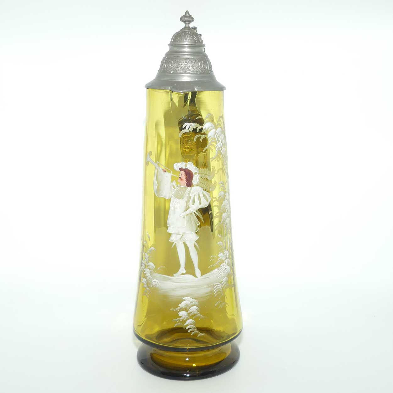 Very large Amber glass Mary Gregory Stein | Cavalier sounding Horn | m